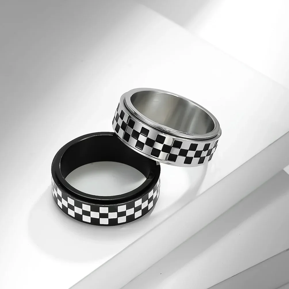 Rotatable Ring with Checkered Pattern | Free Shipping!